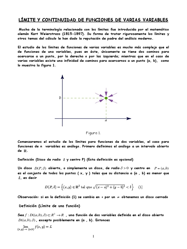 Límite y Continuidad de Funciones de Varias Variables | PDF | Función continua | Límite ...