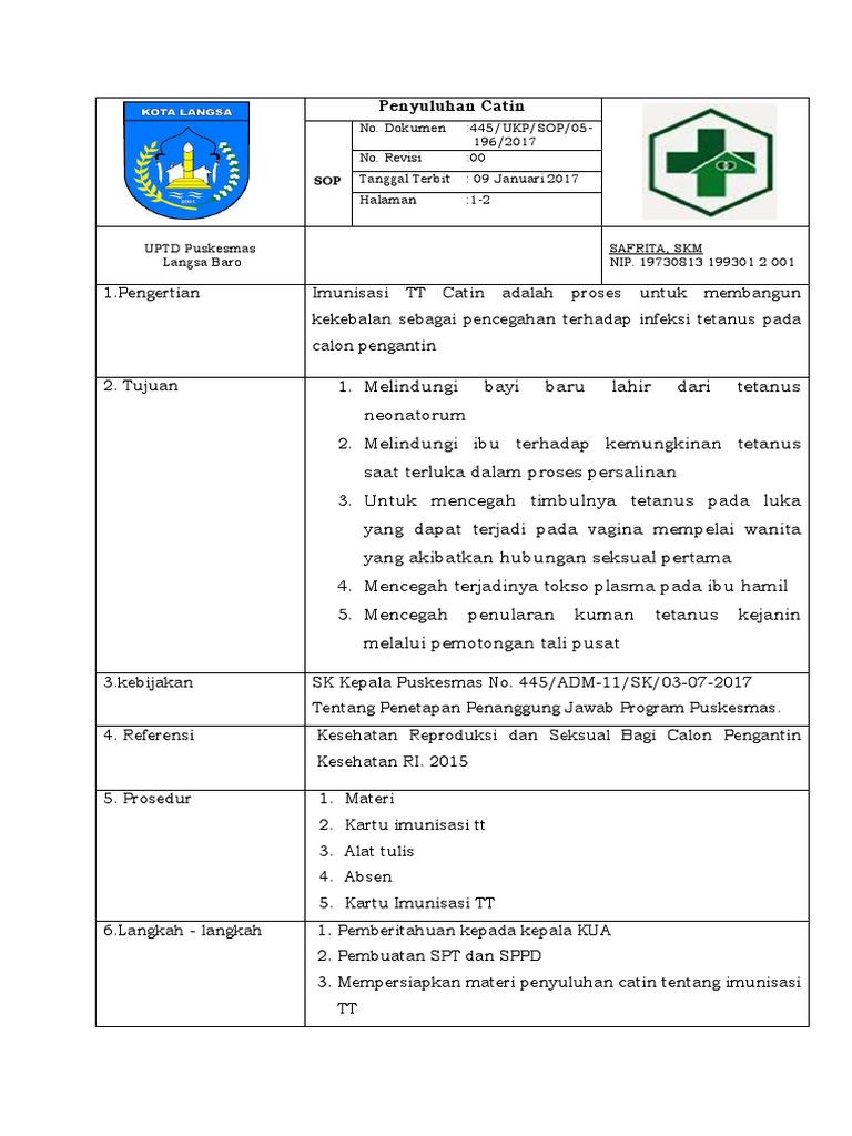 Sop Penyuluhan Catin | PDF