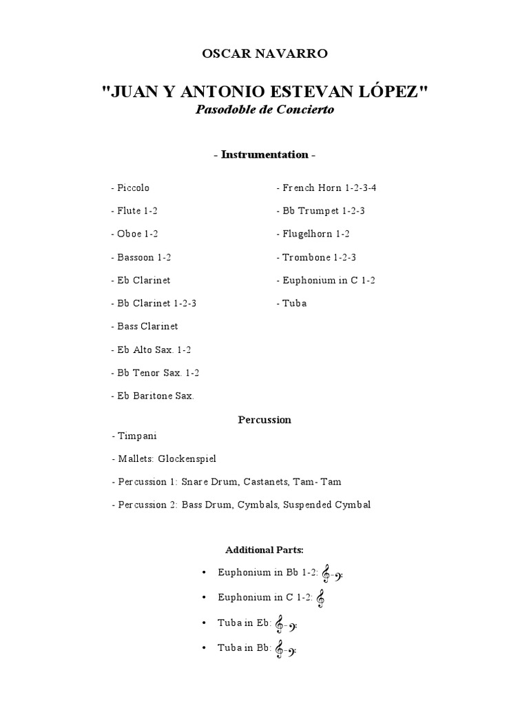 Instrumentación BANDA JUAN Y ANTONIO ESTEVAN LÓPEZ | PDF