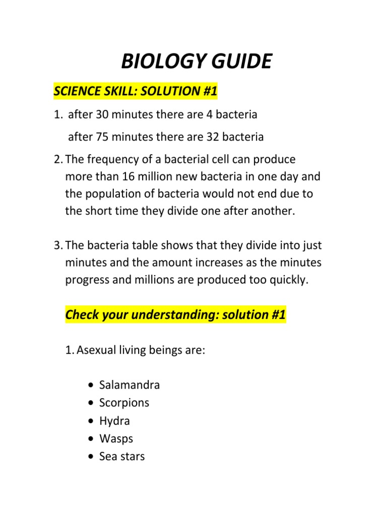 Biology Guide: Science Skill: Solution #1 | PDF | Meiosis | Biological ...