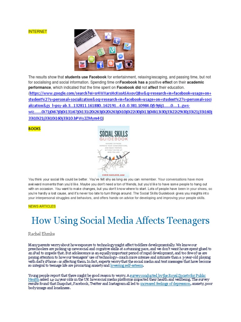 How Using Social Media Affects Teenagers: Internet | Download Free PDF ...