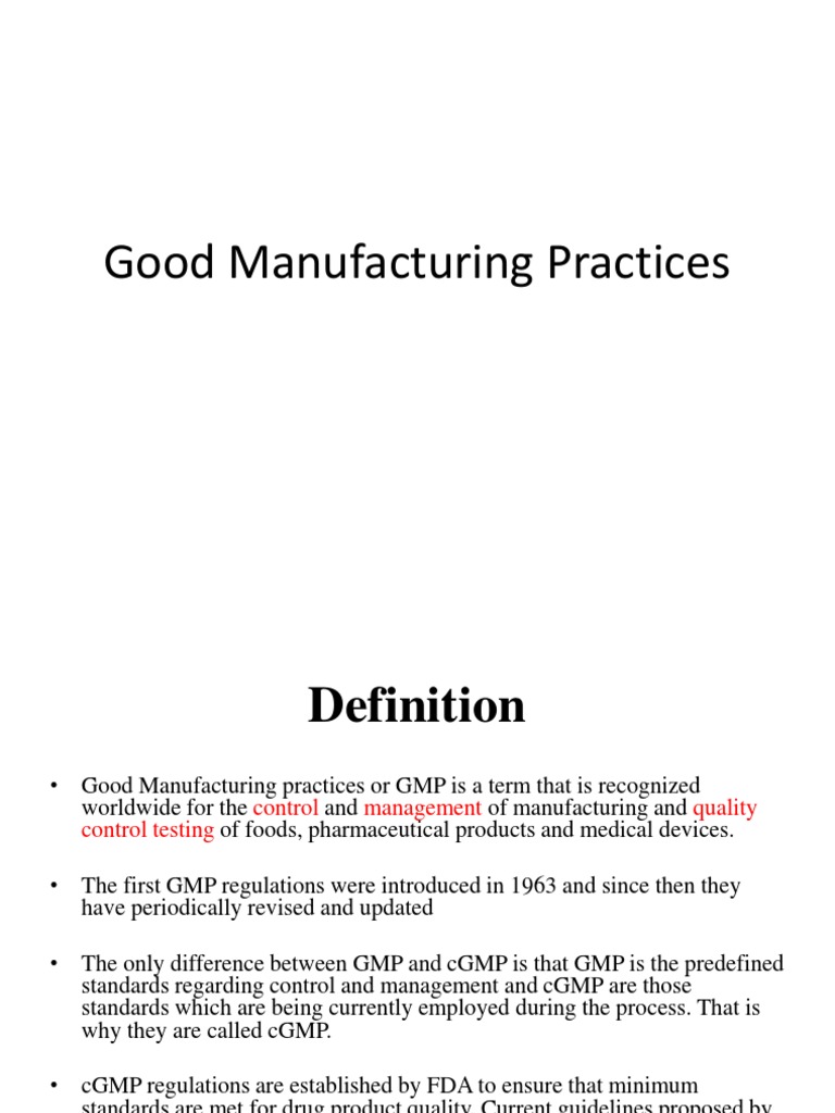 Good Manufacturing Practices | PDF | Packaging And Labeling | Quality ...