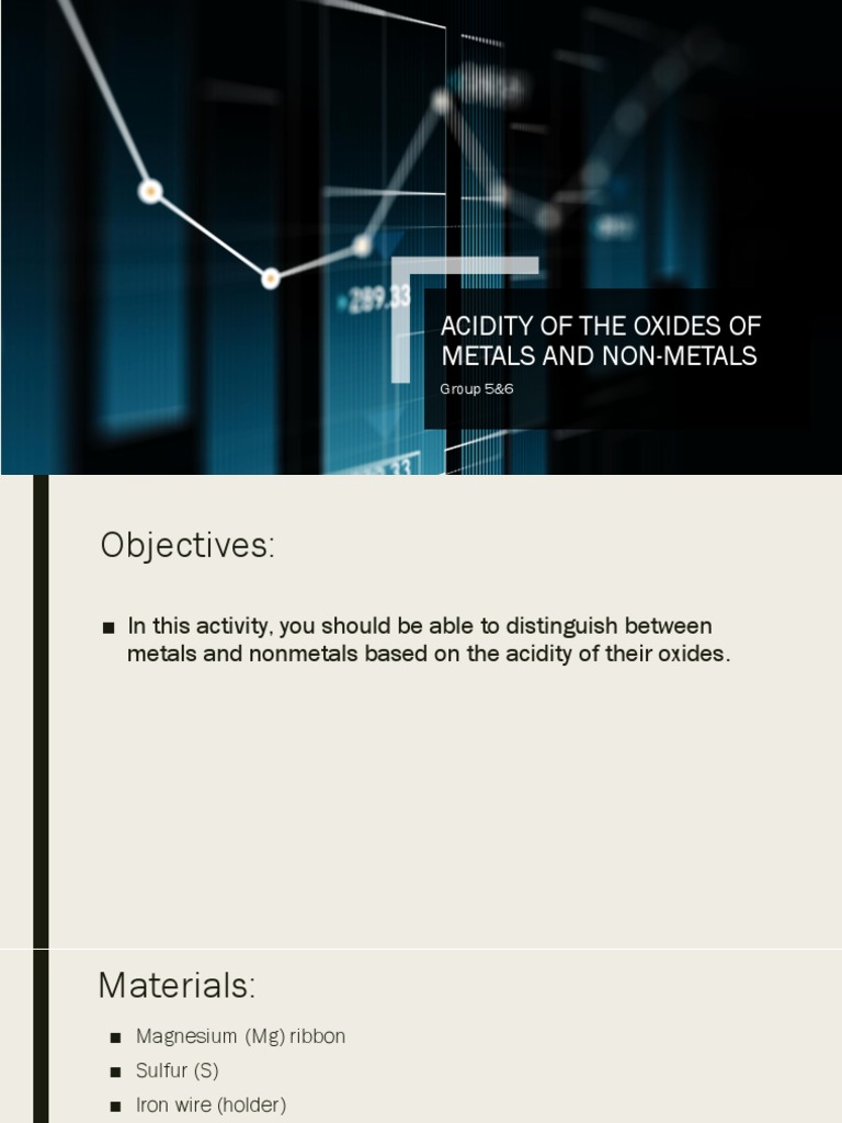 Acidity of The Oxides of Metals and Non Metals | PDF | Magnesium | Oxide