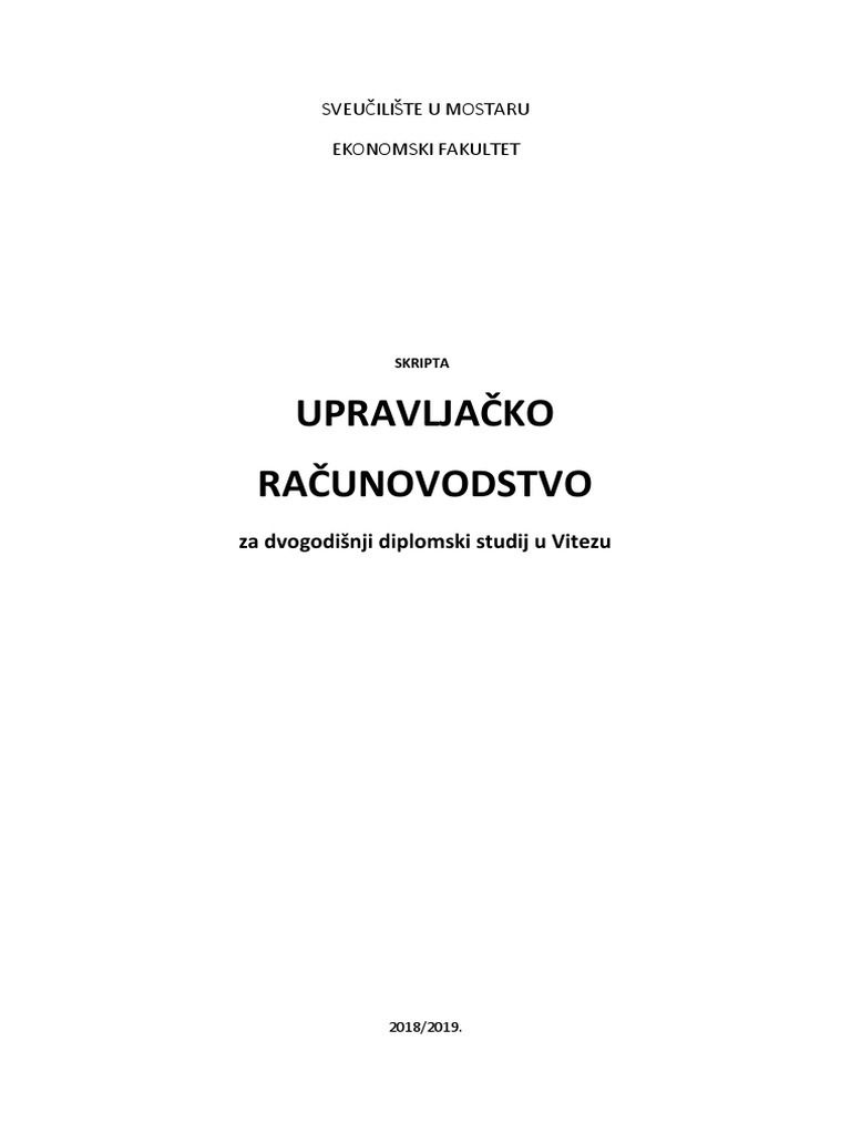 Upravljacko Racunovodstvo | PDF