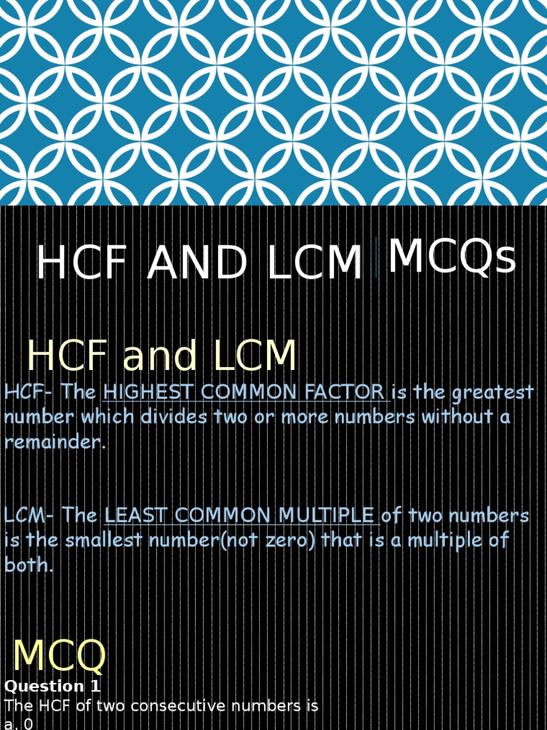 HCF and LCM | PDF | Arithmetic | Combinatorics