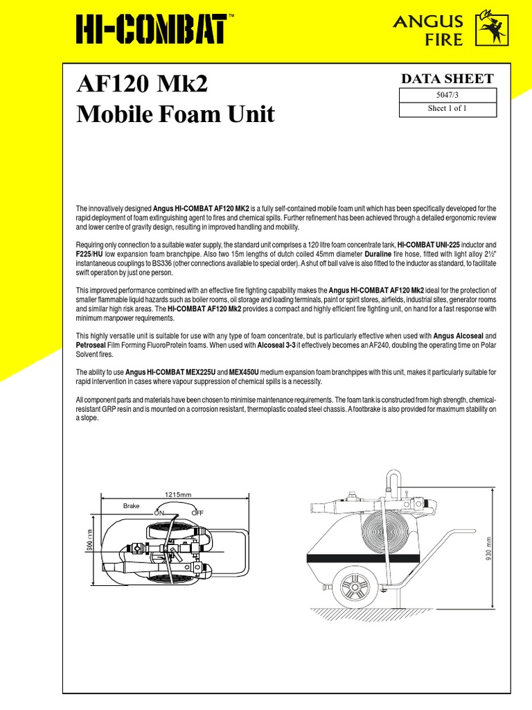 AF120 Mk2 Mobile Foam Unit: Data Sheet | PDF | Materials | Chemistry