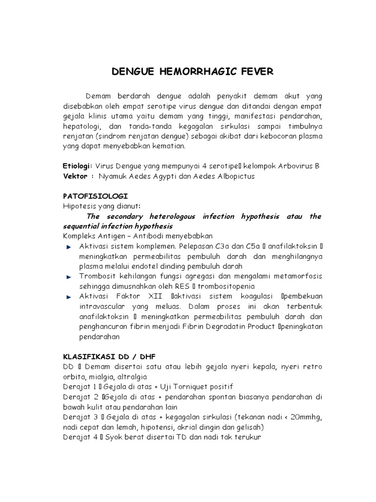 Clinical Pathway Dengue Hemorrhagic Fever | PDF