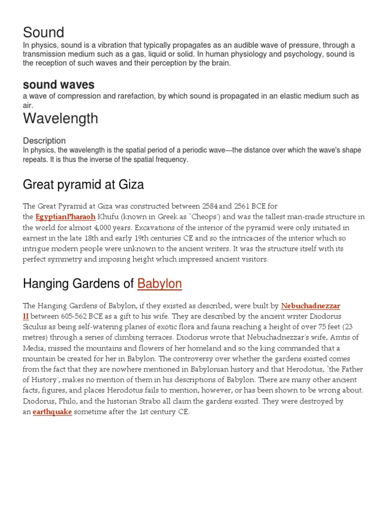 Great Pyramid at Giza Structure | PDF | Sound | Wavelength