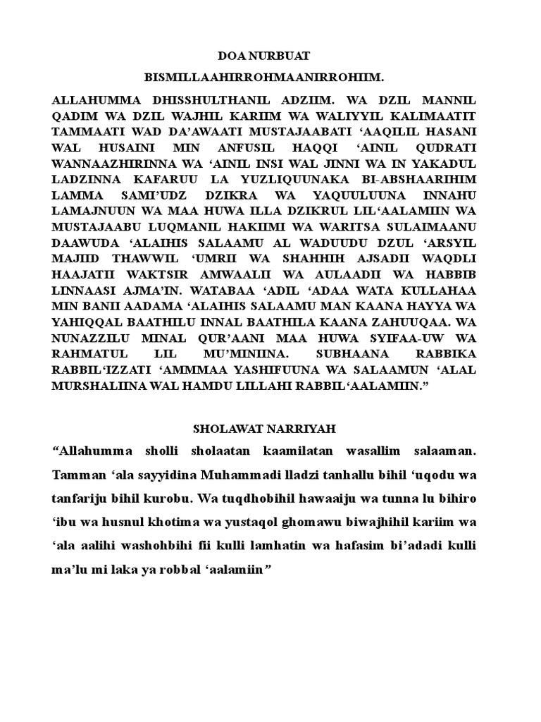Latin Doa Nurbuat | PDF