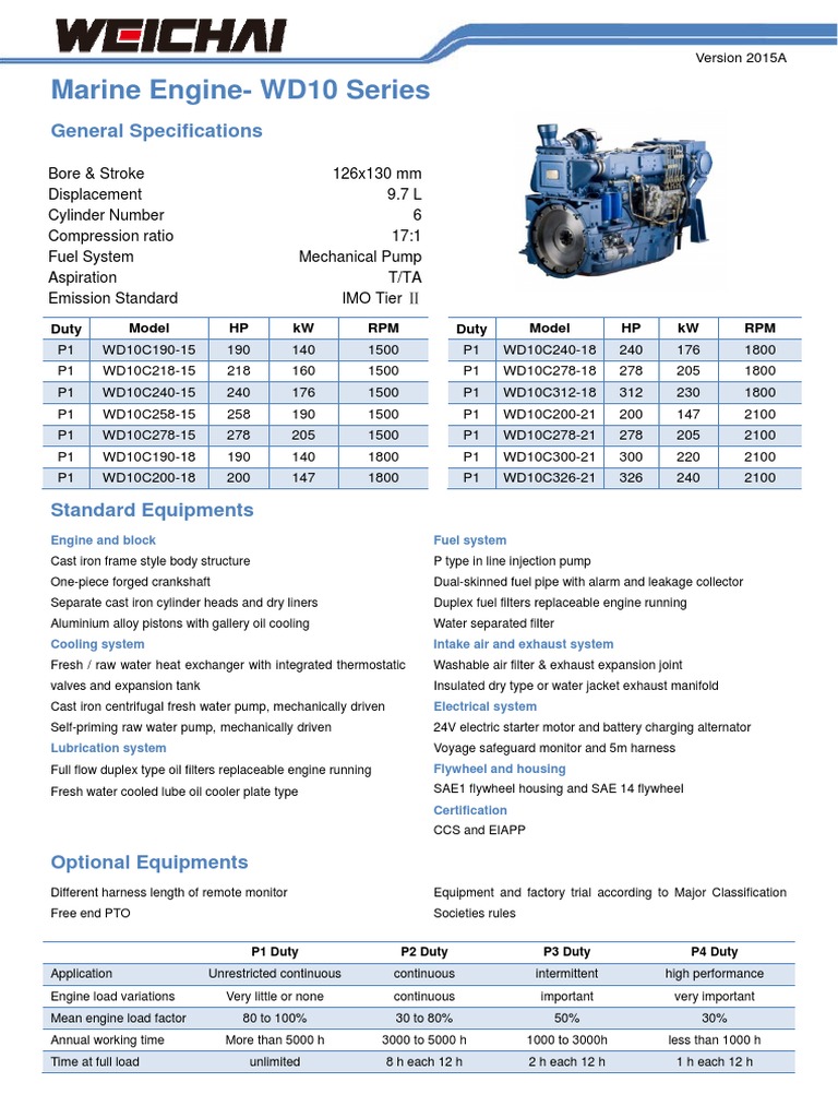 WD10 Marine Diesel Engine Specs | PDF | Engines | Transportation ...