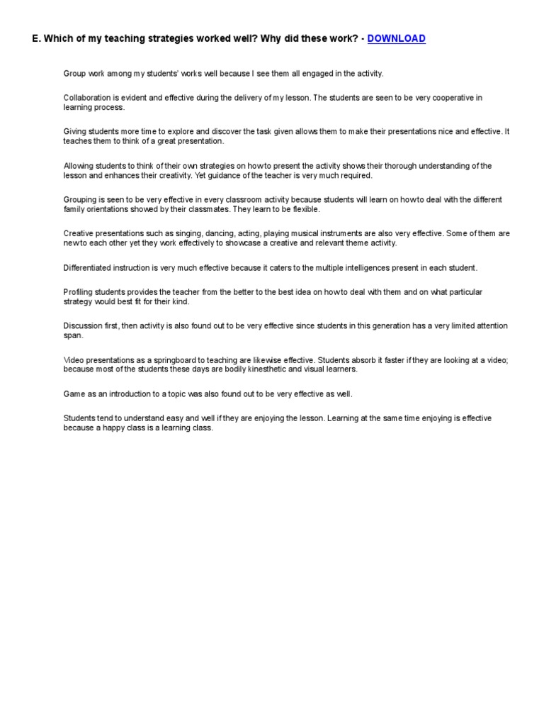 Effective Teaching Strategies Explained | PDF | Career & Growth