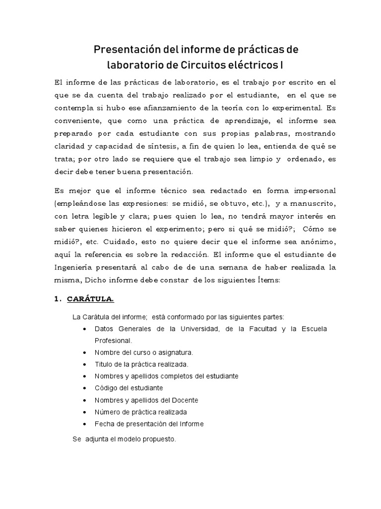 Modelo de Informe de Laboratorio PDF | Laboratorios | Medición