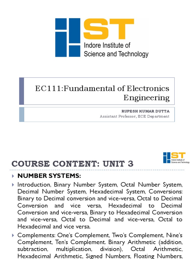 Foe Unit3 Number Systems | PDF | Subtraction | Binary Coded Decimal