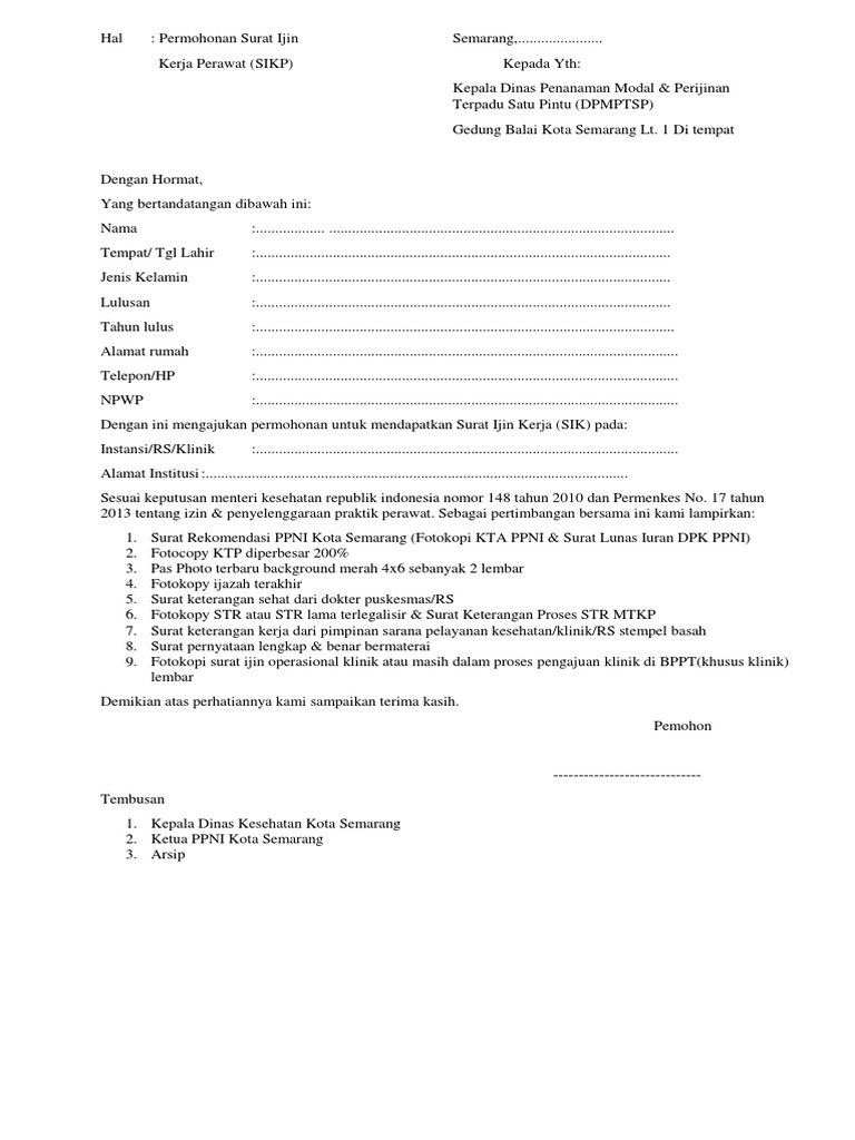 Surat Permohonan DPM-PTSP | PDF