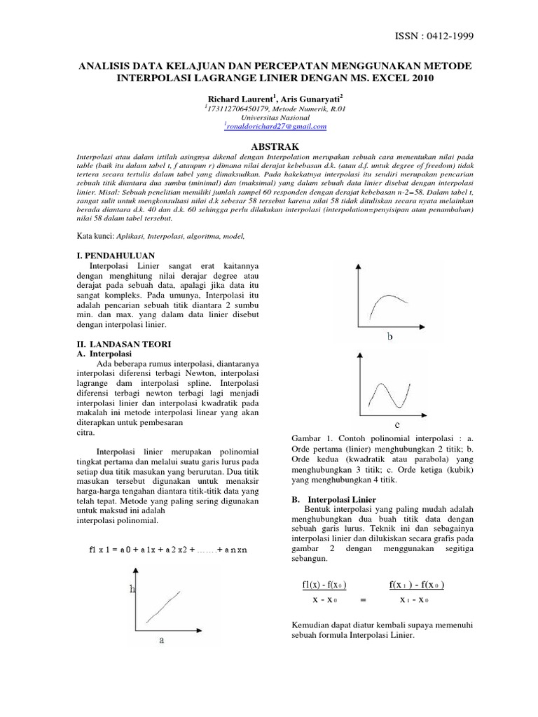 Interpolasi Lagrange Linier di Excel | PDF