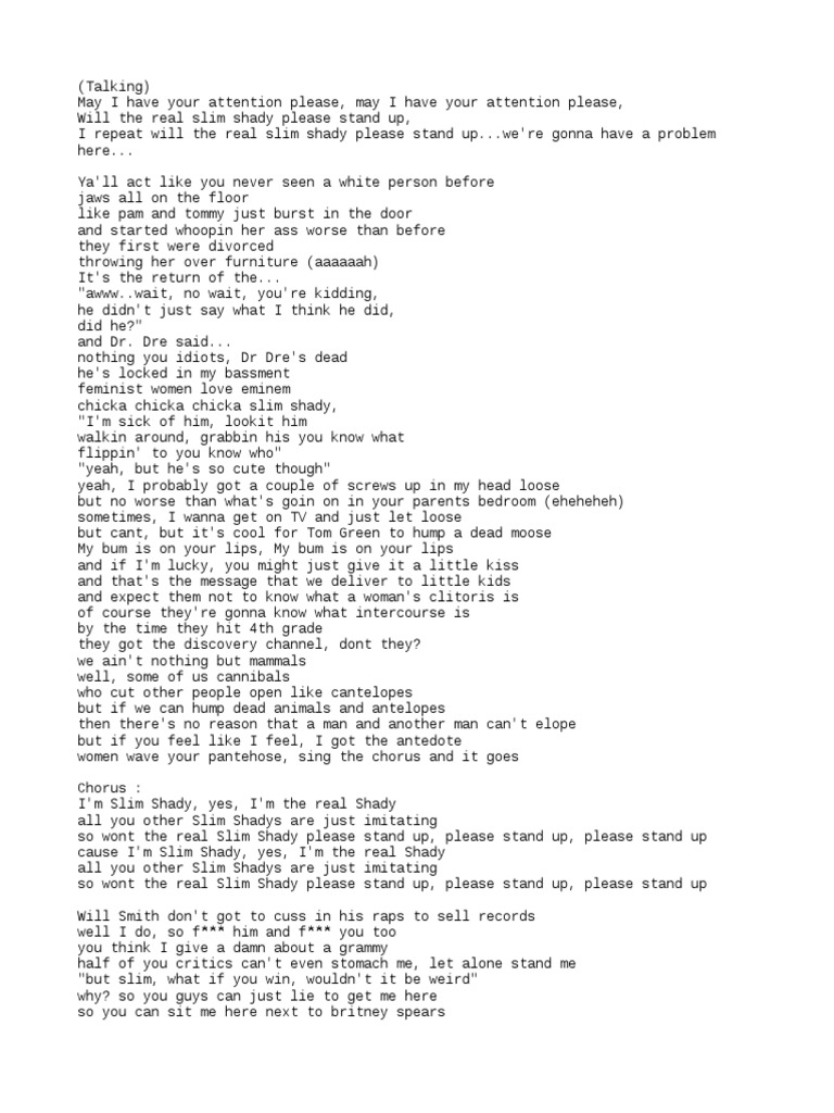 Slim Shady Lyrics