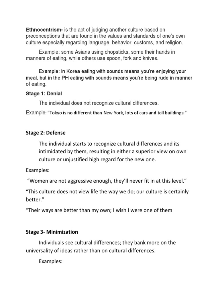 Ethnocentrism-Is The Act of Judging Another Culture Based On | PDF ...