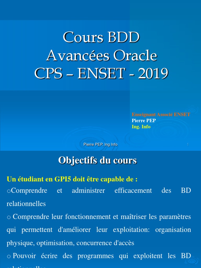 Avancées sur Oracle BDD 2019 | PDF | Base de données Oracle ...