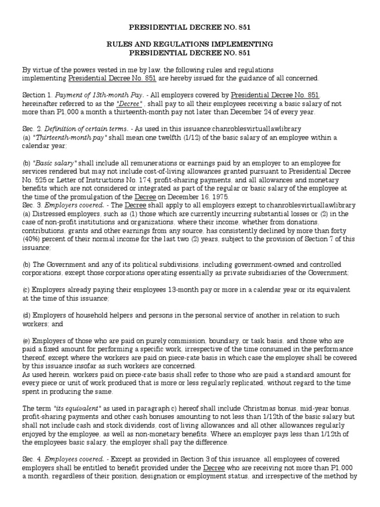 13th Month Paw Law and Its Revised Guidelines | PDF | Piece Work ...