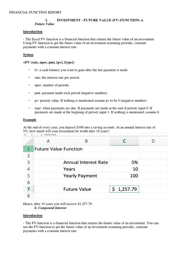 Excel Financial Functions | PDF | Internal Rate Of Return | Net Present ...