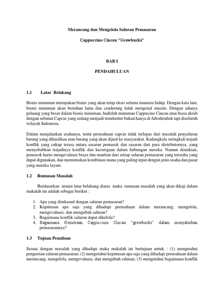 Saluran Pemasaran Capcin Growbucks | PDF