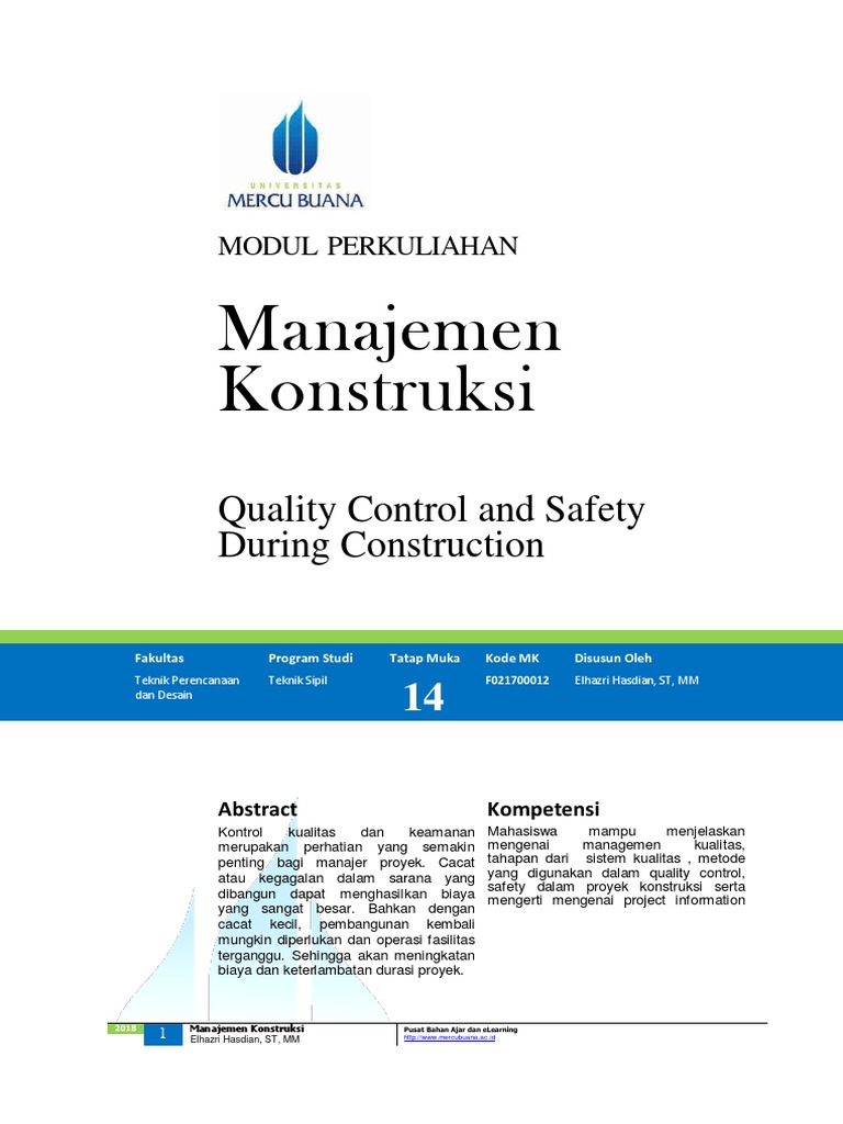 Quality Control and Safety During Construction | PDF
