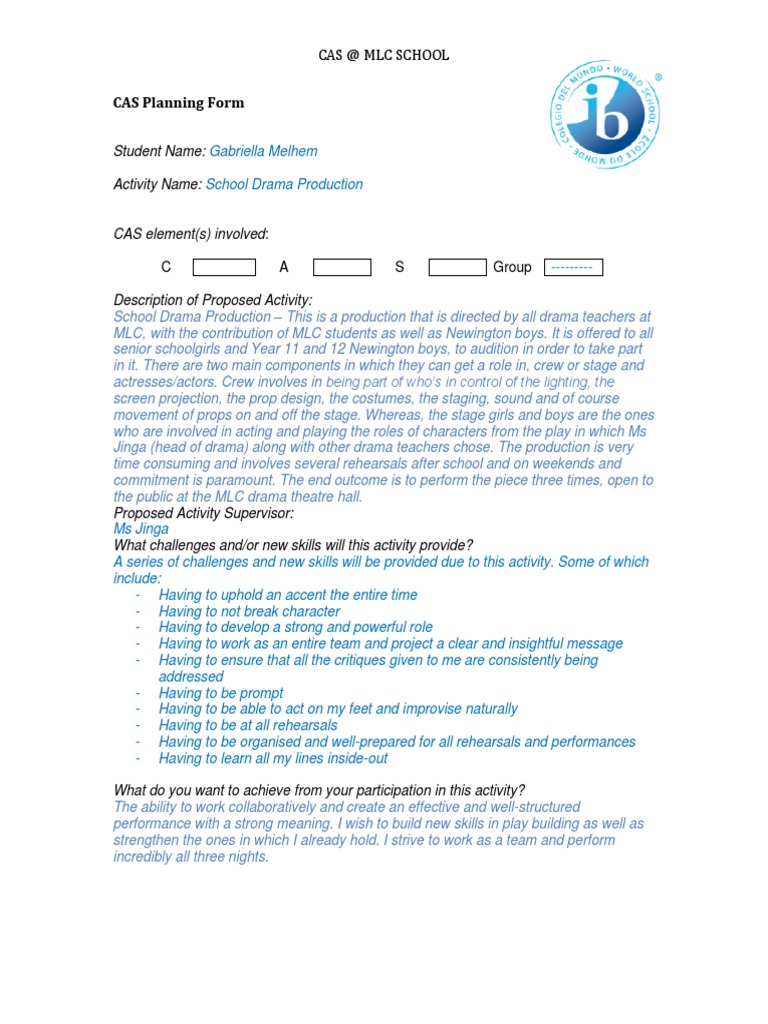 Cas Planning Form Group | PDF | Actor | Learning