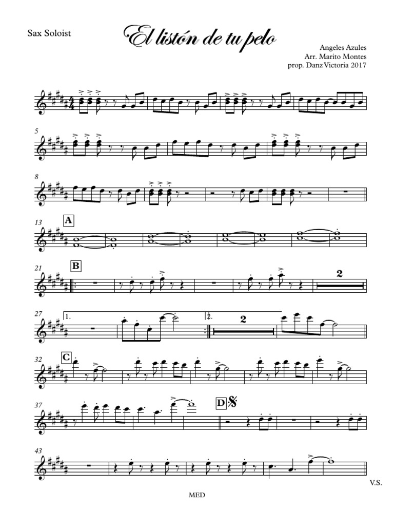 El Liston de Tu Pelo Danzonera - Sax Soloist | PDF