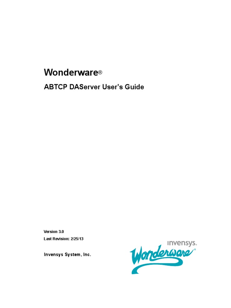 Wonderware: Abtcp Daserver User'S Guide | PDF | Internet Protocol Suite | Computer Network