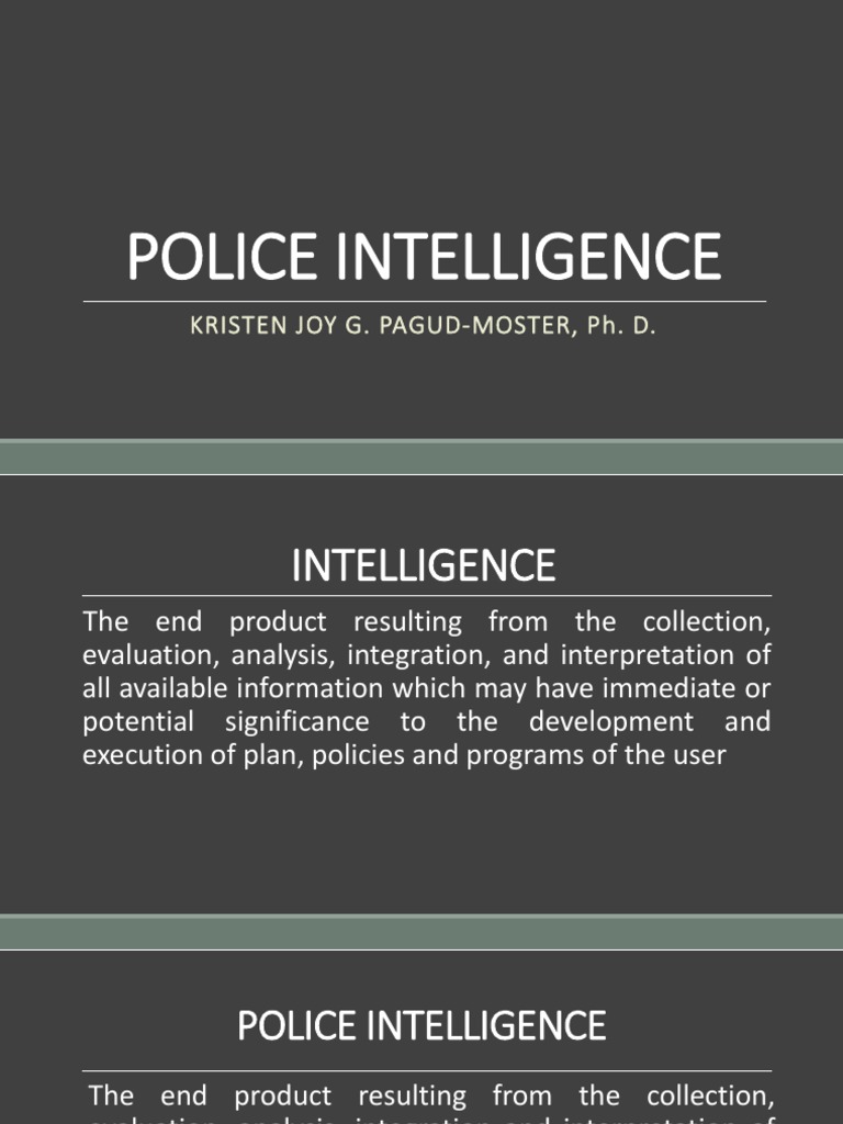 Understanding Police Intelligence Concepts | PDF | Counterintelligence ...
