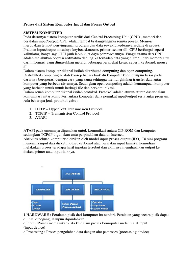 Proses Dari Sistem Komputer Input Dan Proses Output | PDF