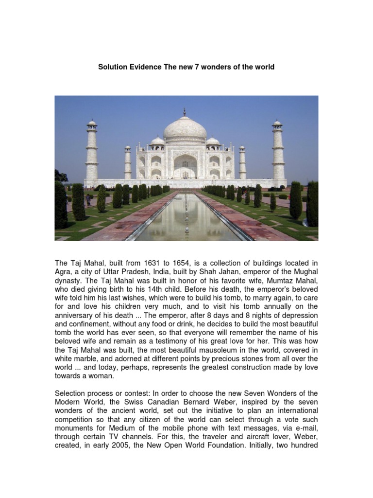 Solution Evidence The New 7 Wonders of The World | PDF | Social Science