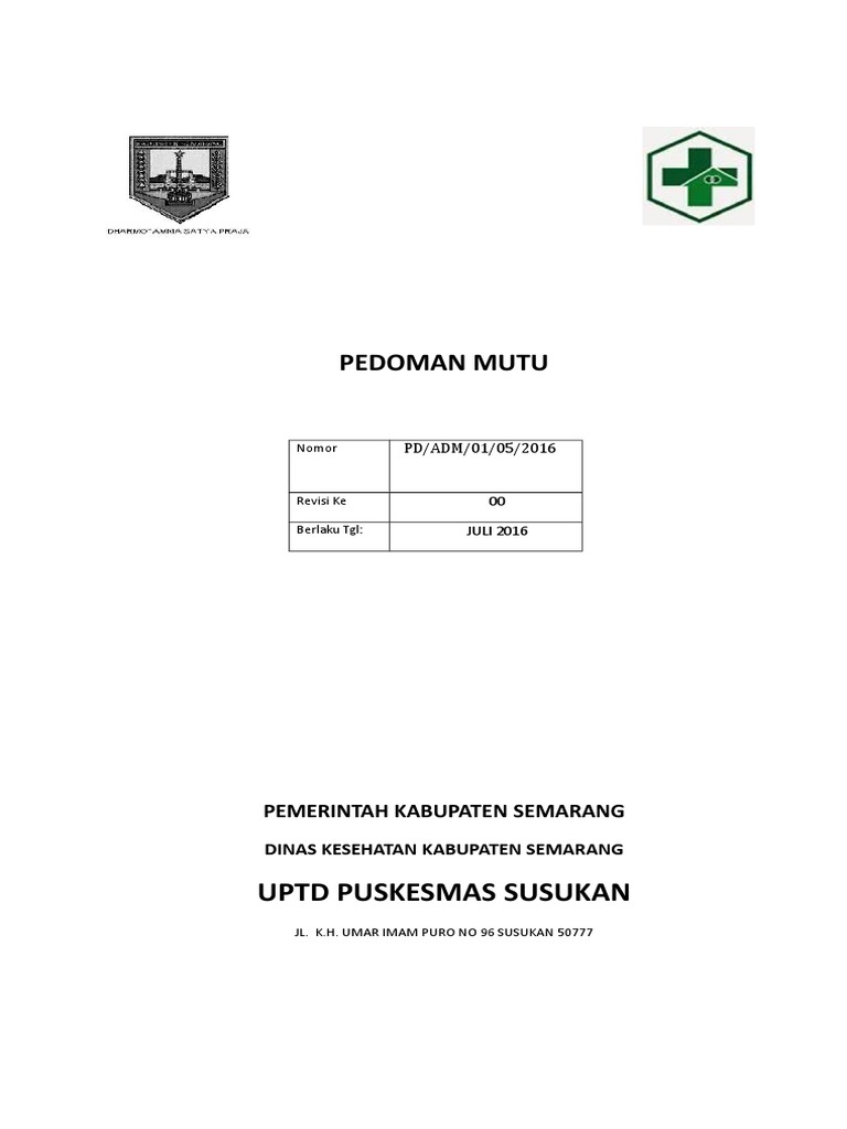 Pedoman Mutu: Uptd Puskesmas Susukan | PDF