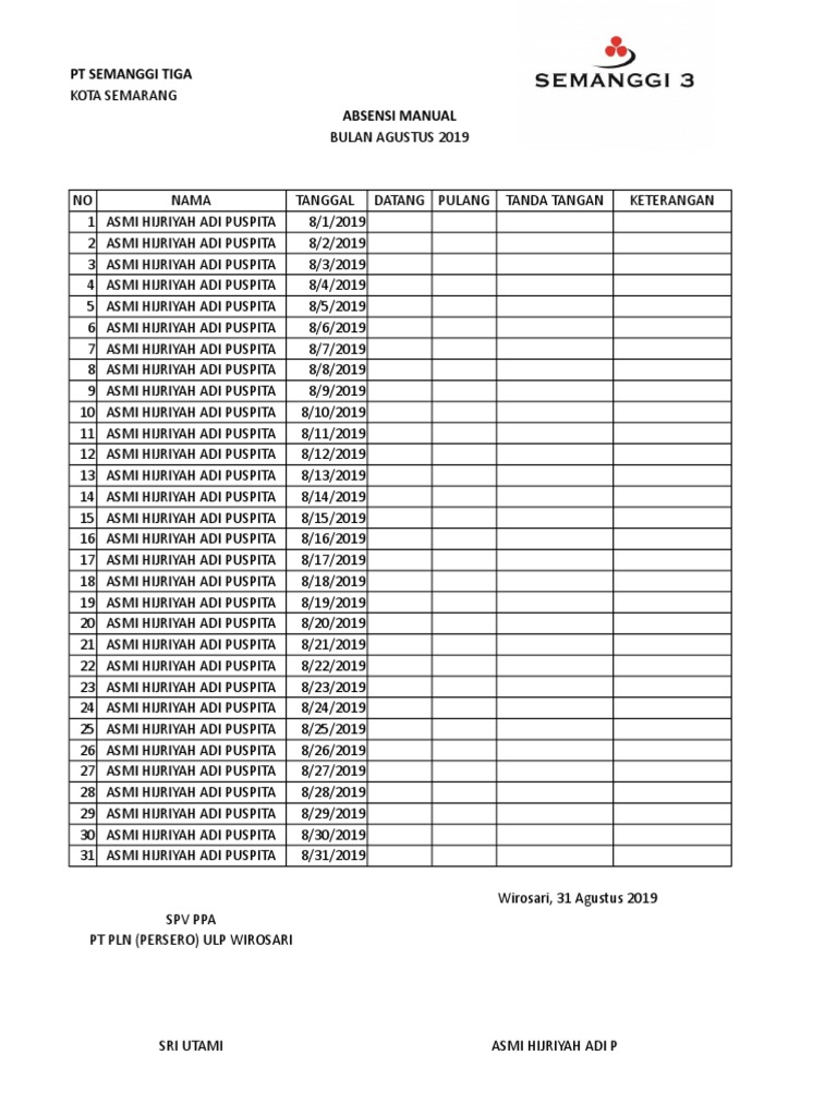 Absensi Security & Cs | PDF
