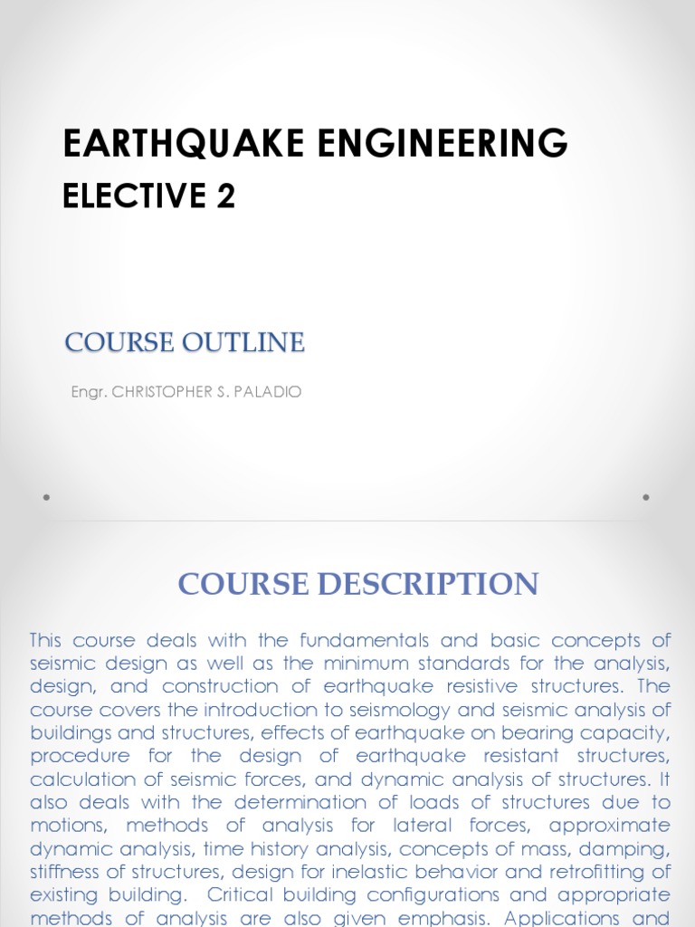 Earthquake Engineering Course Outline | PDF | Earthquakes | Earthquake ...
