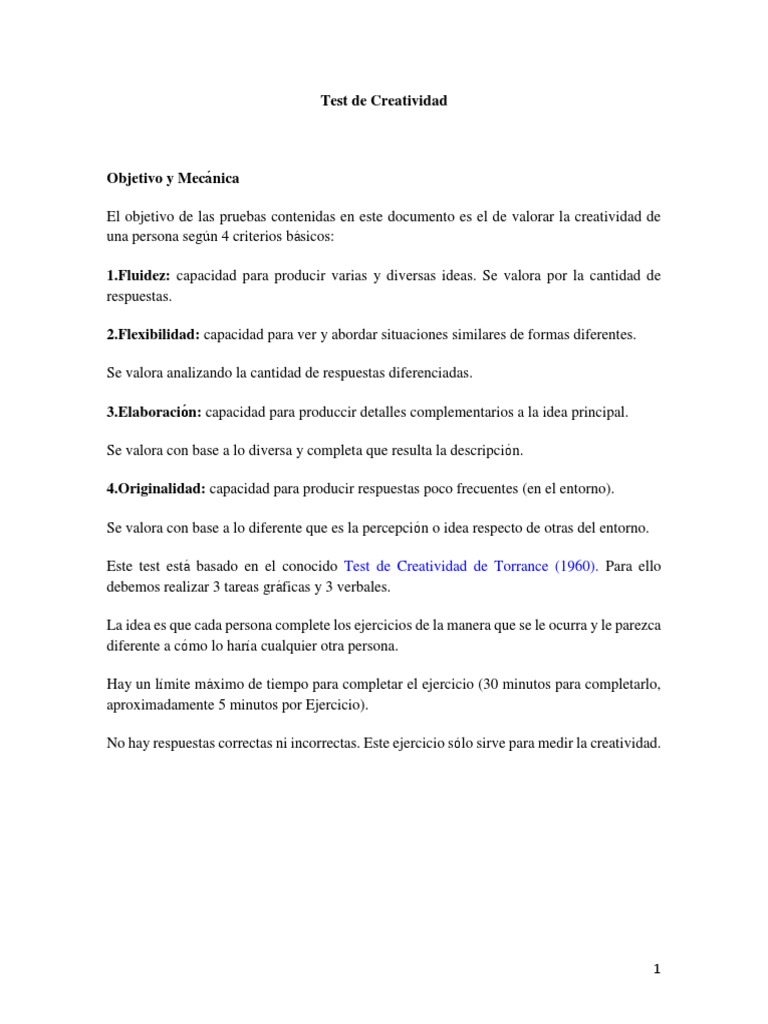 Test de Creatividad | PDF | Creatividad | Cognición