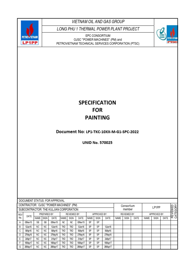 Specification FOR Painting: Vietnam Oil and Gas Group Long Phu 1 ...