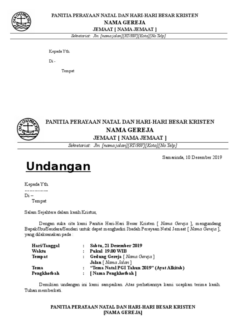 Contoh Undangan Natal | PDF