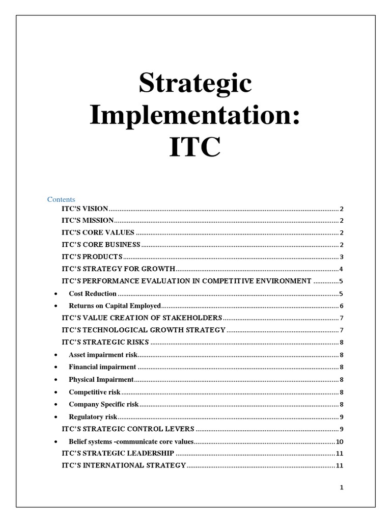 ITC Strategy | Download Free PDF | Taxes | Strategic Management