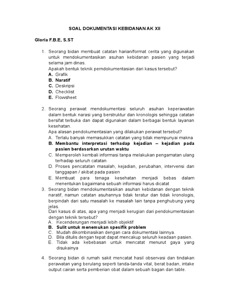 Contoh Dokumentasi Kebidanan dan Keperawatan | PDF