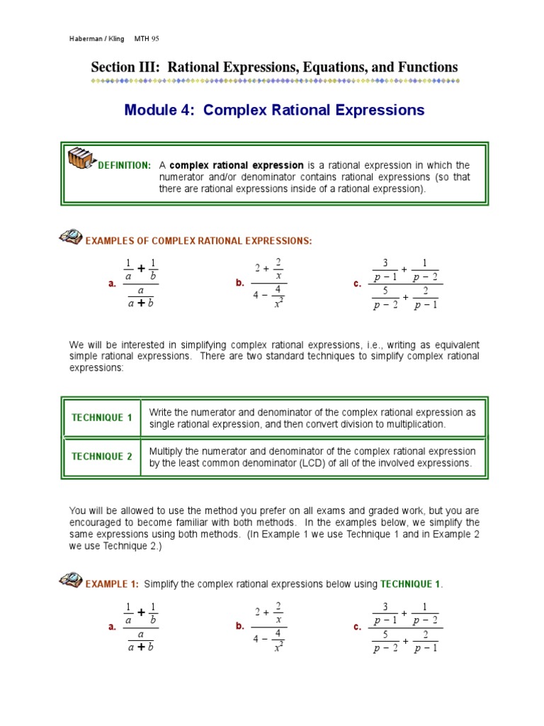 Module4 Complex Rational Expressions | PDF | Fraction (Mathematics ...