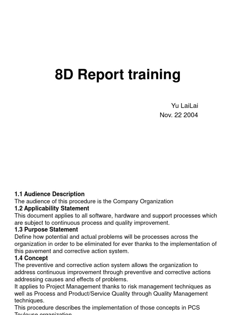 8D Report Training | PDF | Causality | Business
