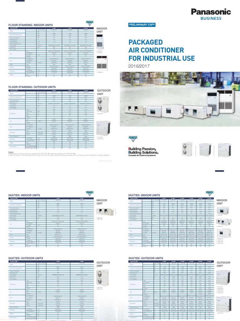 Panasonic - Industrial Use PAC (Packaged AC) | PDF | Pipe (Fluid ...