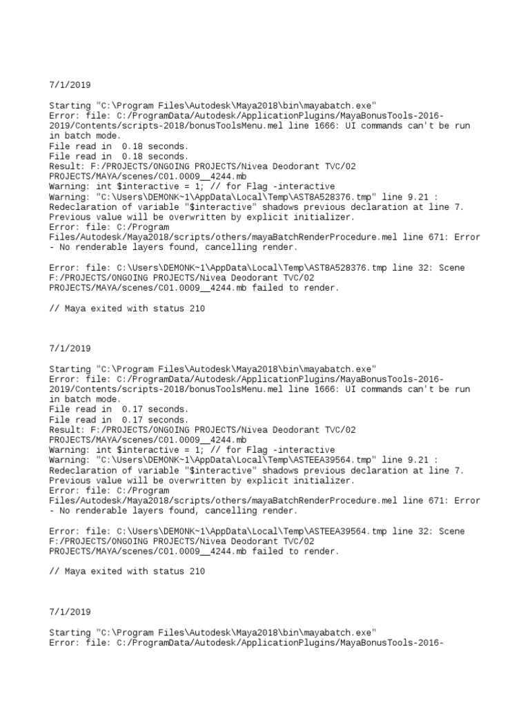 Maya Render Log | Download Free PDF | System Software | Computing