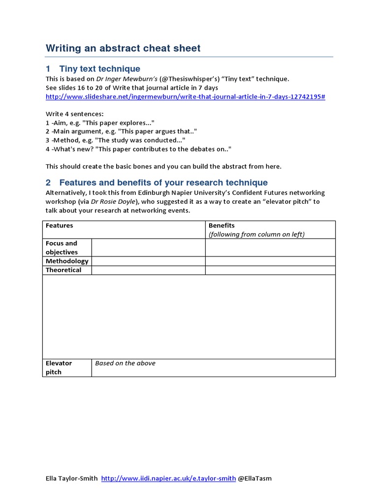 Writing An Abstract Sheet | PDF