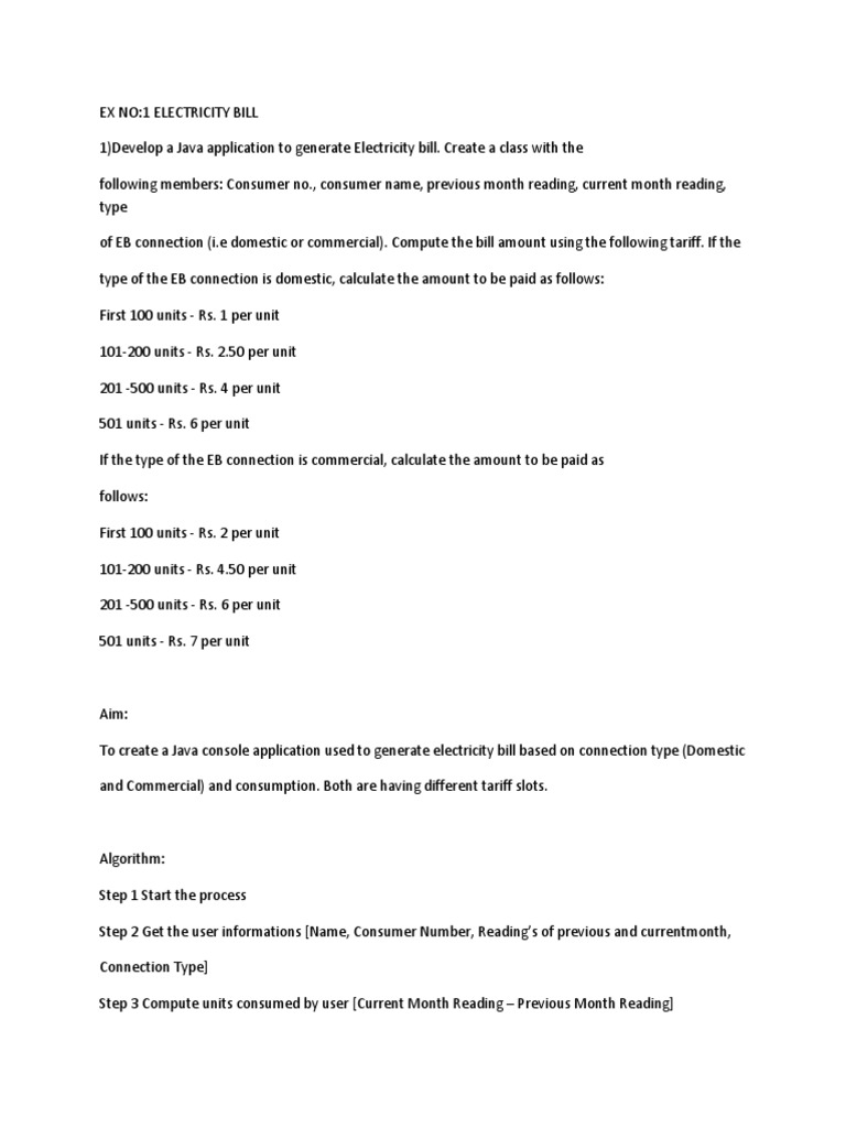 Electricity Bill Generator: A Java Application to Calculate Domestic or ...