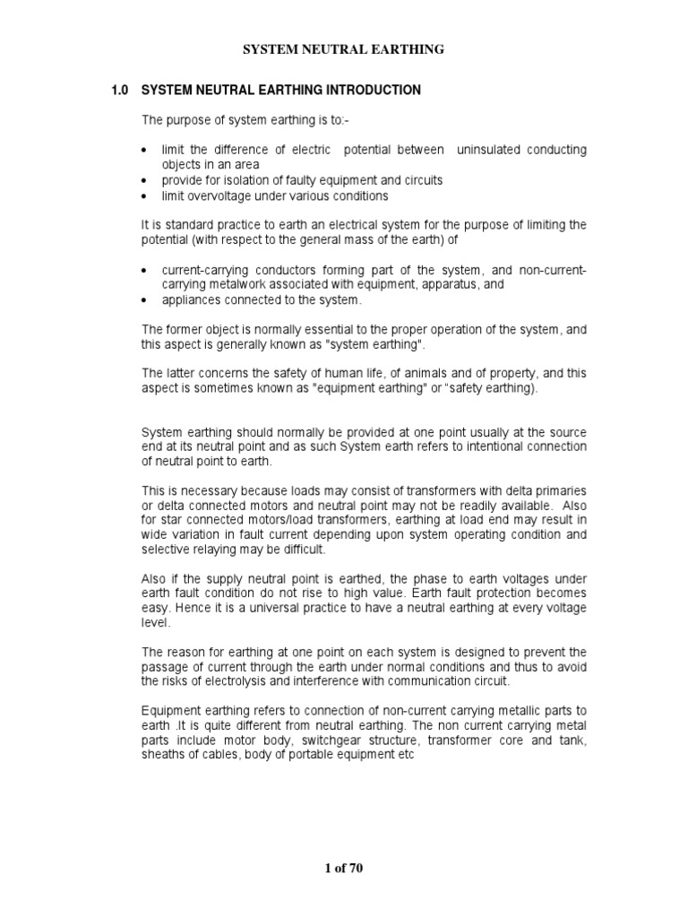 System Neutral Earthing | PDF | Resistor | Transformer