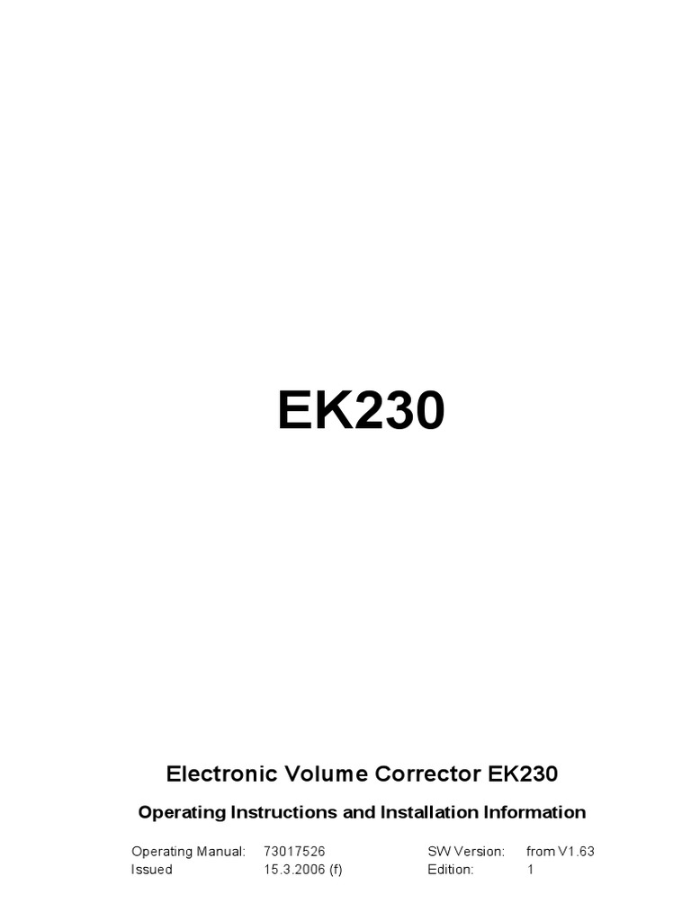 17526f EK230 en V163 | PDF | Access Control | Calibration