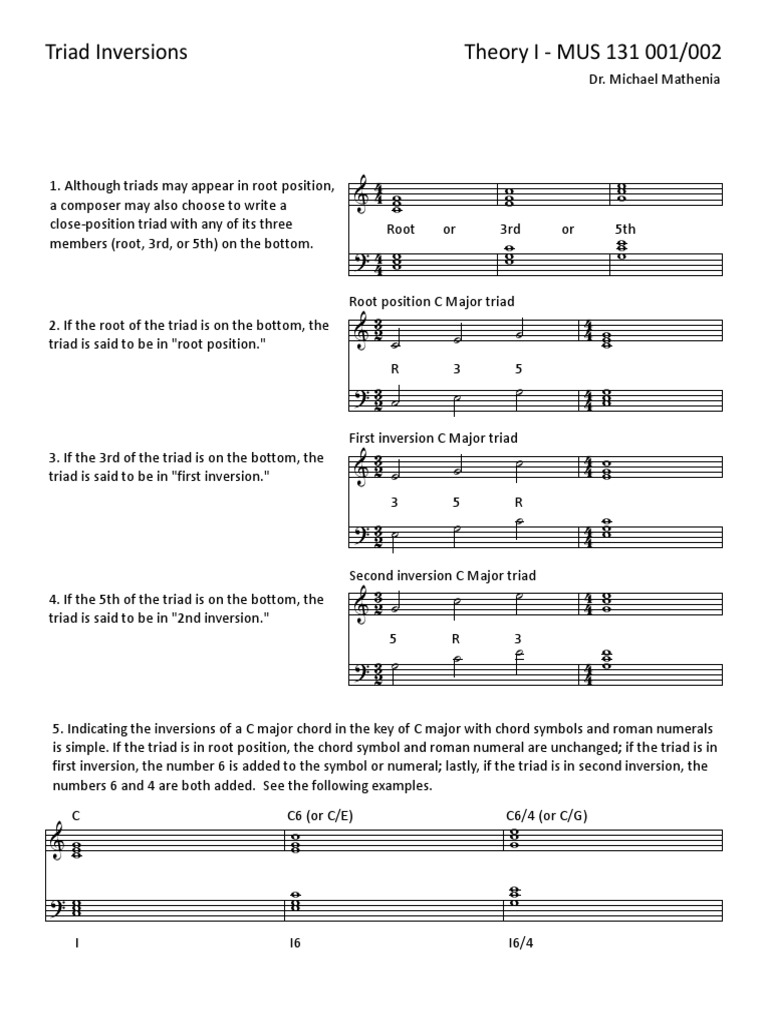 Triad Inversions - Theory I | PDF | Chord (Music) | Musical Techniques