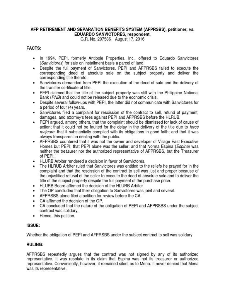 AFP RETIREMENT V SANVICTORES | PDF | Estoppel | Business Law